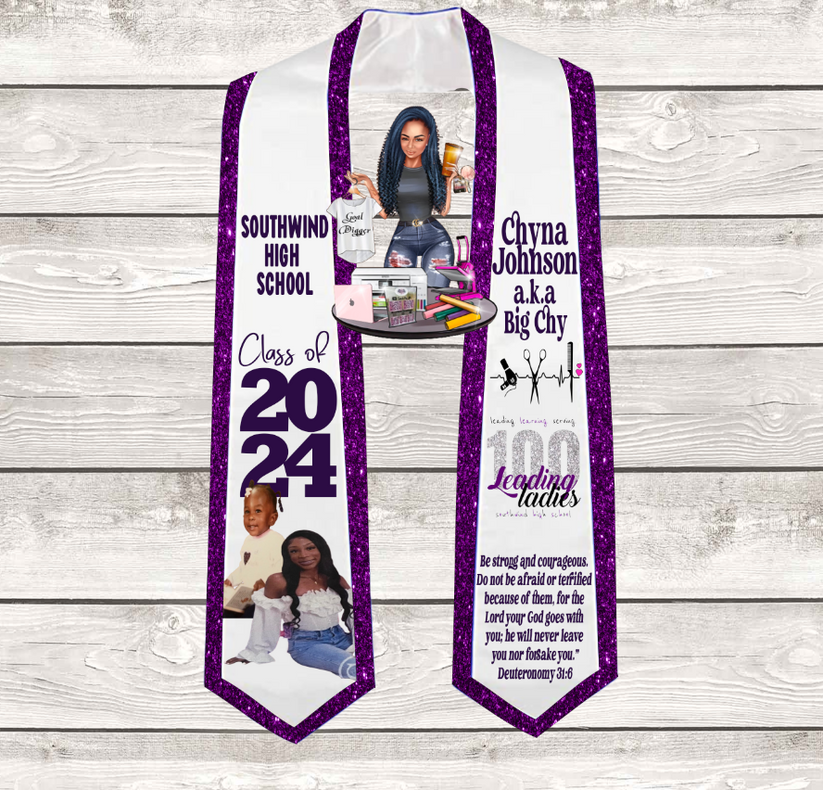 Glitter Classic Trimmed Graduation Stole | 2024/2025 Graduates ...